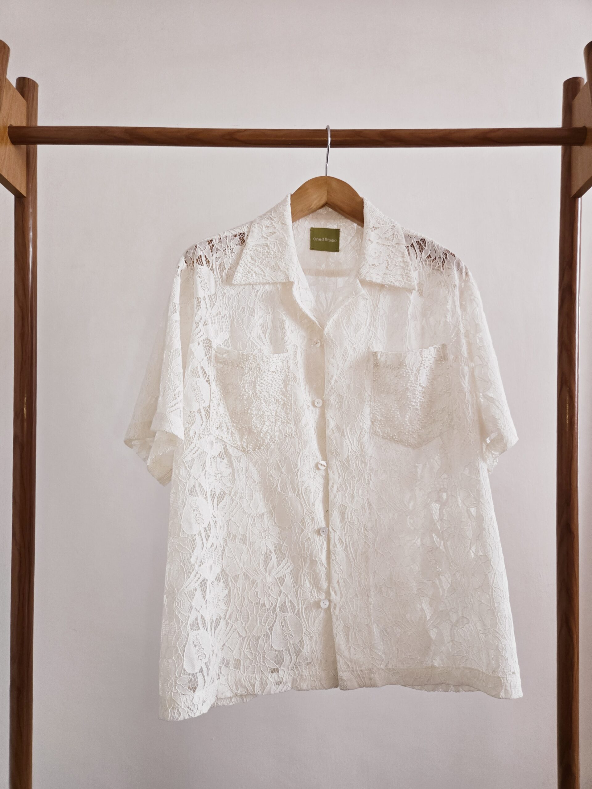 Beaded Tropical Lace Shirt - Sold out - Ched Studio